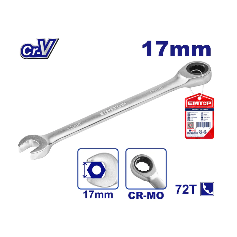 USD 2.85 - EMTOP Ratchet Spanner 17mm ECSPAR171 | Building material ...