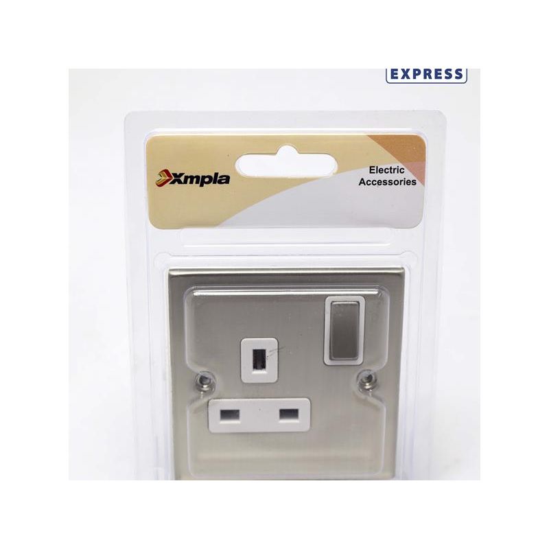 USD 6.82 - SWITCH Single Socket Outlet 13A Flush Brush Nickel ...