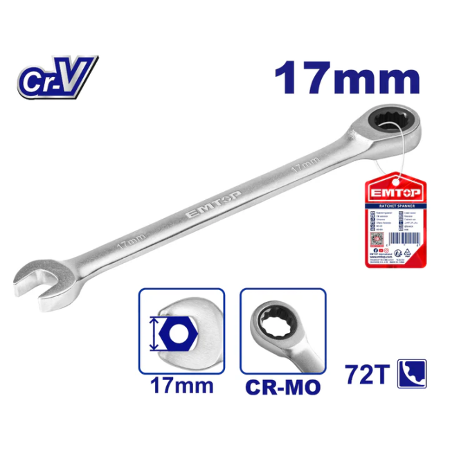 USD 2.84 - EMTOP Ratchet Spanner 17mm ECSPAR171 | Building material ...