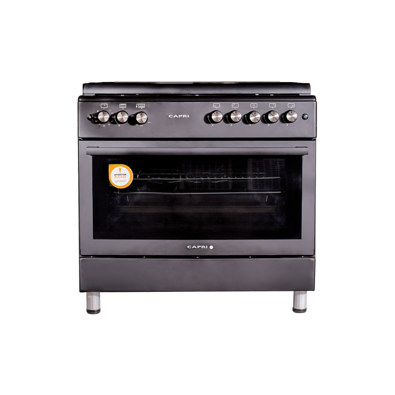 USD 794.45 - Capri Gas Cooker 5 Burner Mat Black 90x90 | Building ...