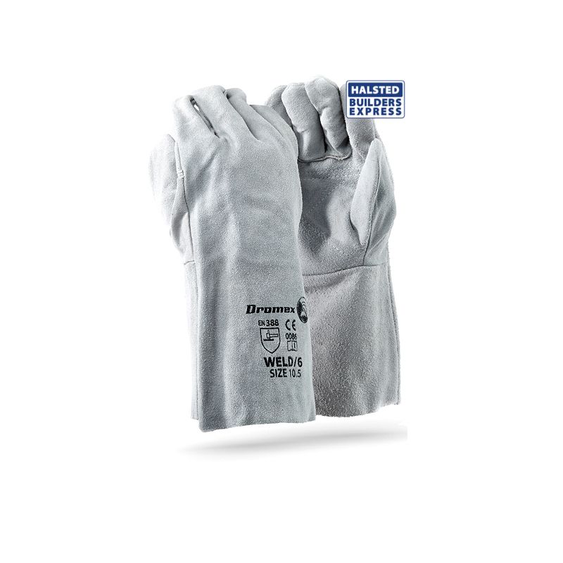 USD 2.29 - Dromex Gloves Leather 20cm Grey WELD/6