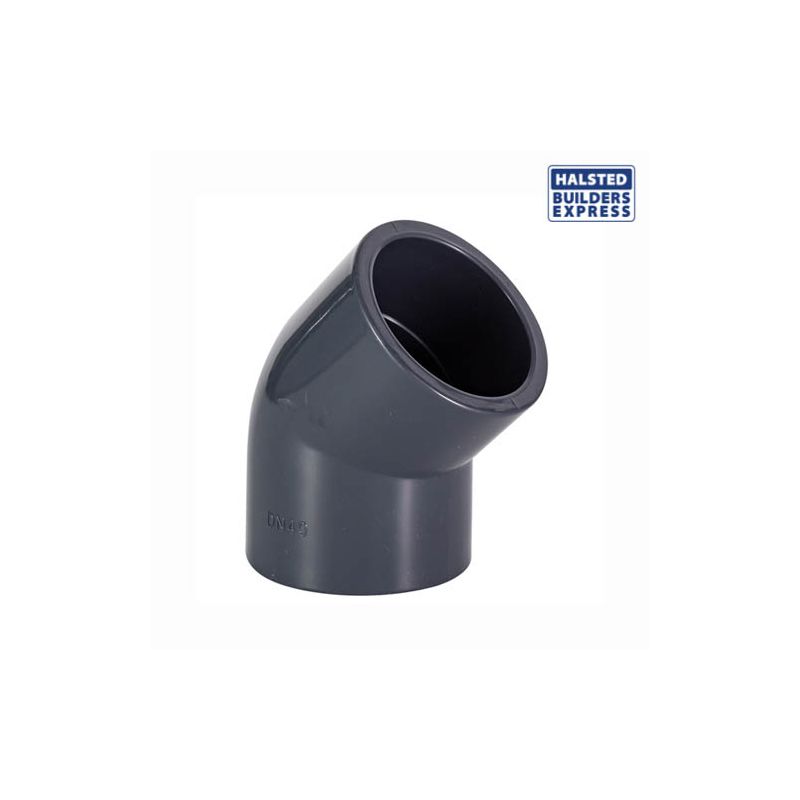 USD 1.00 - PVC PN16 Elbow Plain 45 Deg 50mm | Building material from Halsteds Bulawayo Zimbabwe