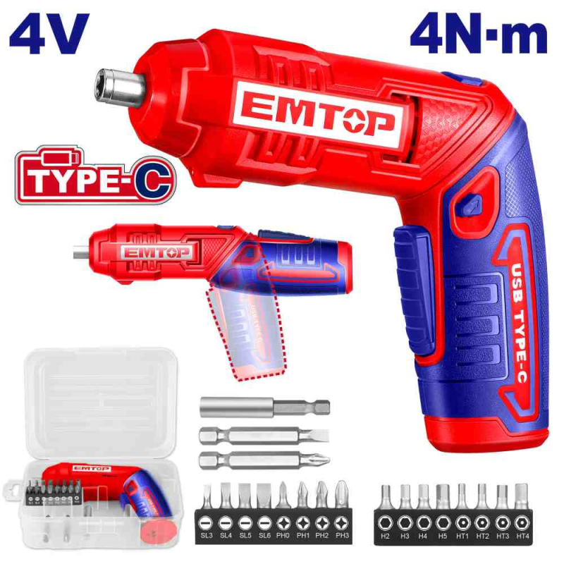 USD 15.86 - EMTOP Cordless Screwdriver 4V 4Nm ECSR0408 | Building ...