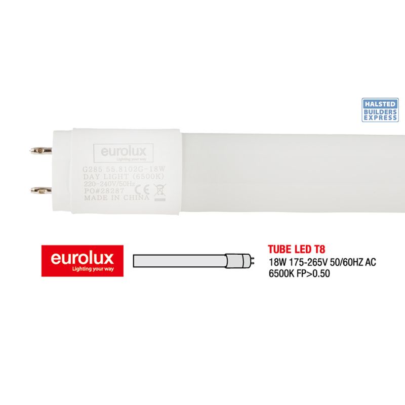 USD 5.54 - Eurolux LED Tube 4FT 18W DL Power One End 1800lm 6500K G285