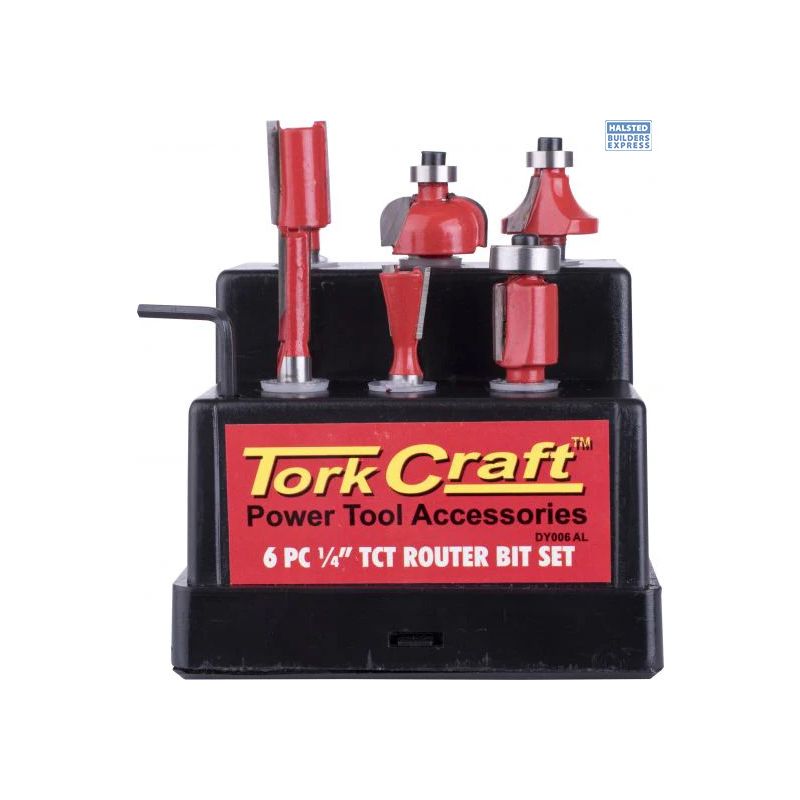 USD 24.93 - Tork Craft Router Bit Set 6pc Plastic Box 1/4 Shank ...