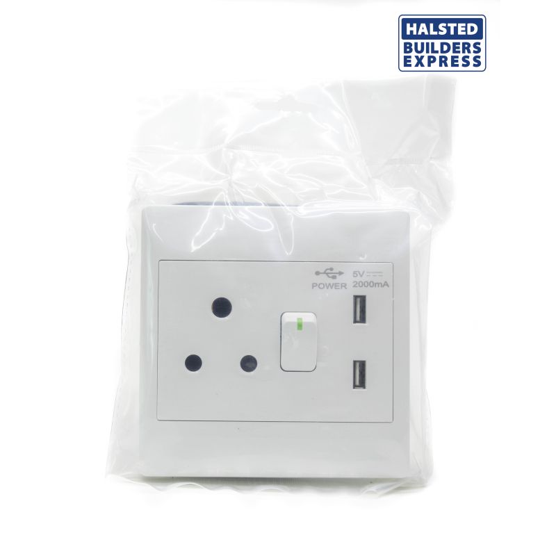 USD 11.99 - SWITCH Single Socket Outlet 16A 2USB Ports 2.1A 4x4